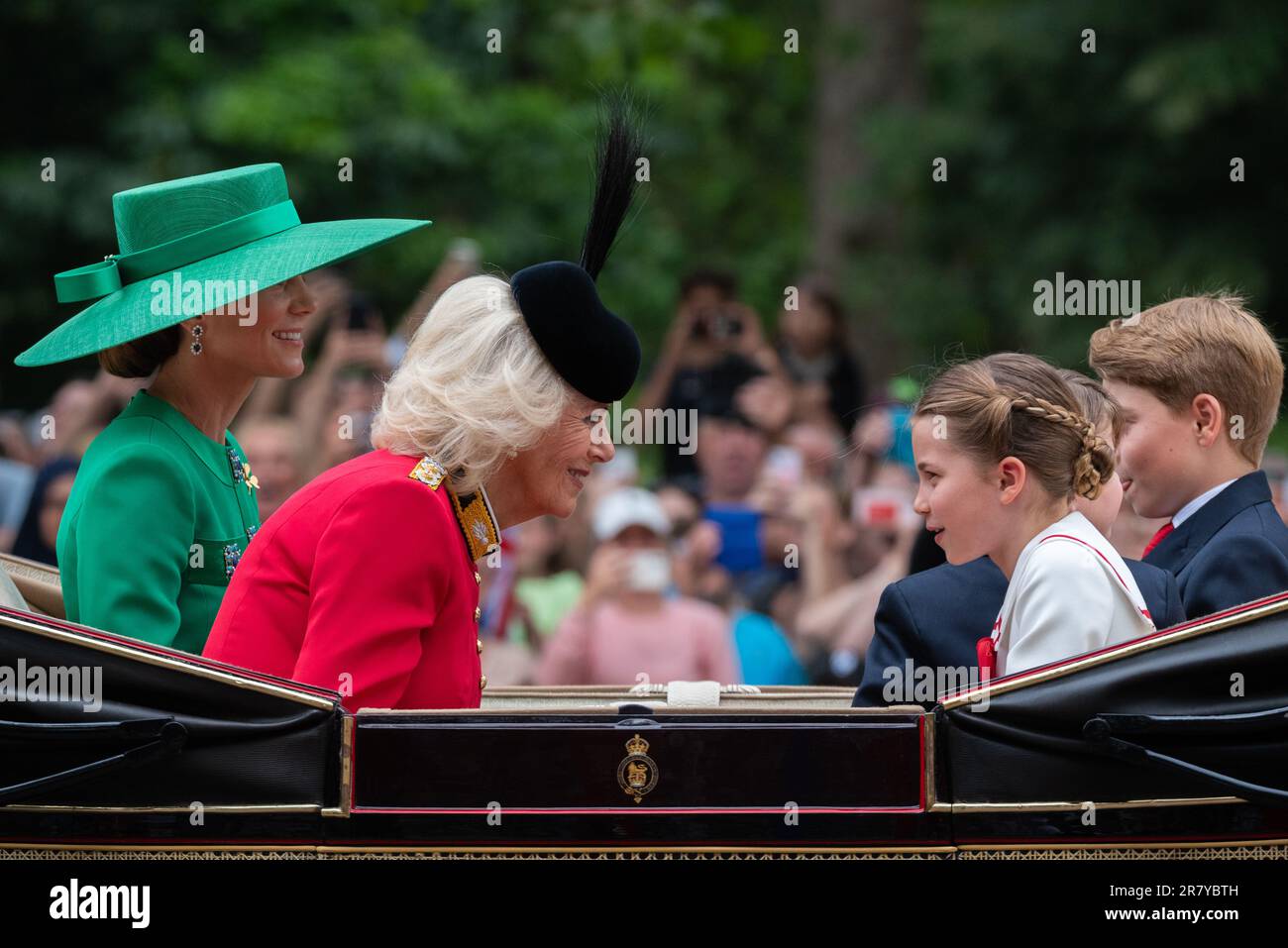 Queen Camilla speaking with Princess Charlotte at Trooping the Colour ...
