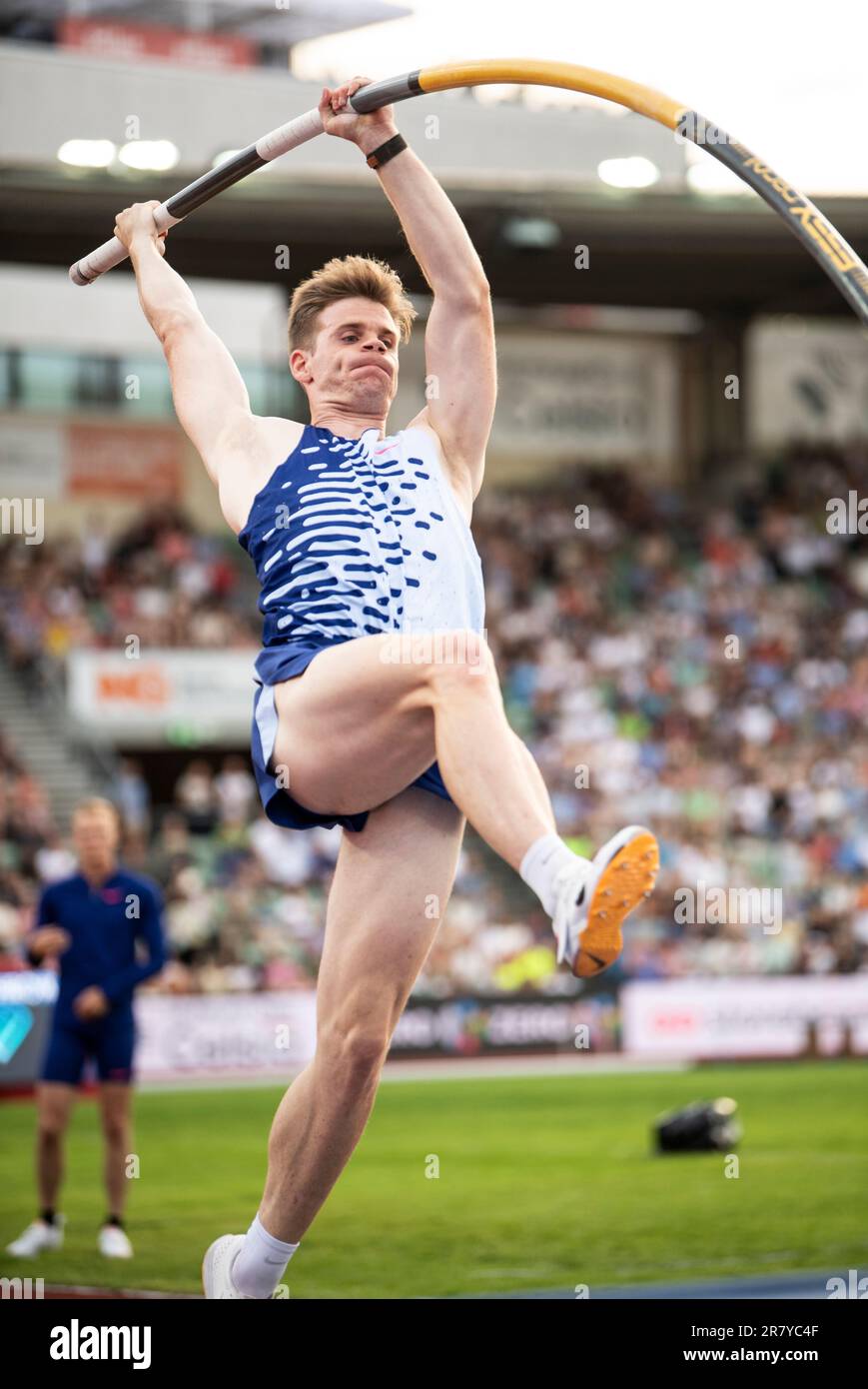 Christopher Nilsen of the USA competing in the men’s pole vault at the ...