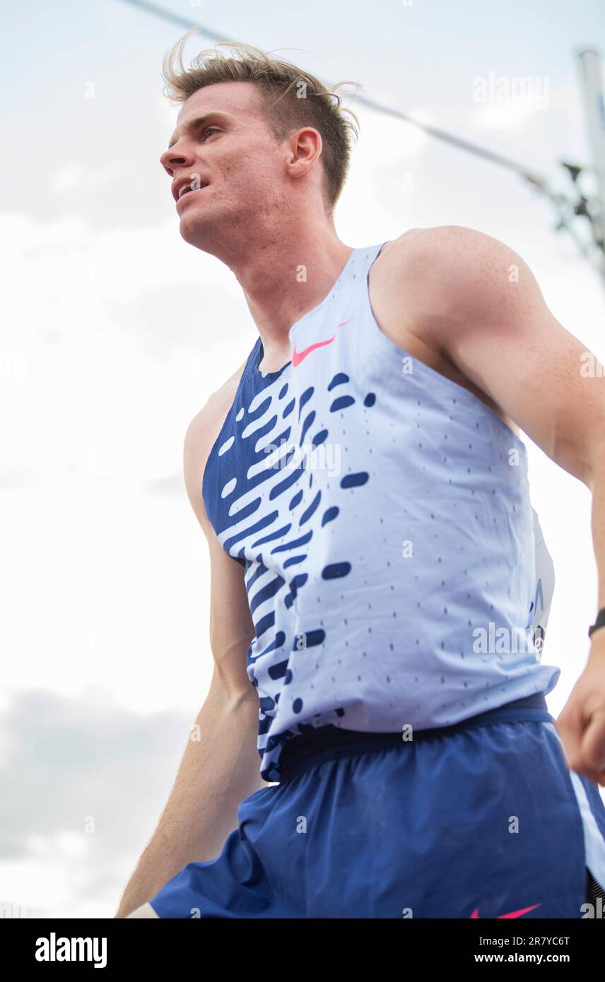 Christopher Nilsen of the USA competing in the men’s pole vault at the ...