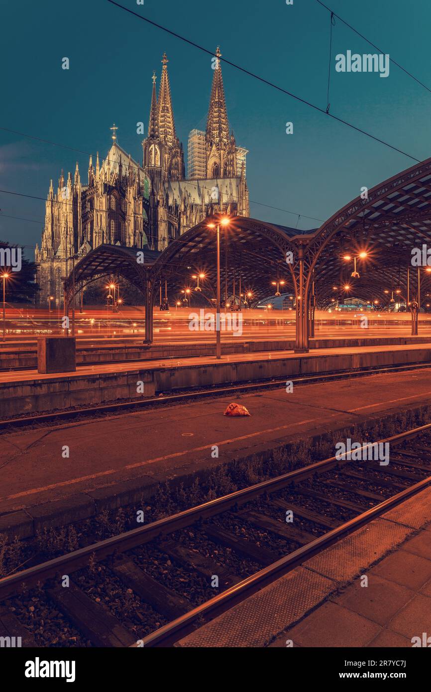 Train in motion, Cologne. Cologne Cathedral Stock Photo - Alamy