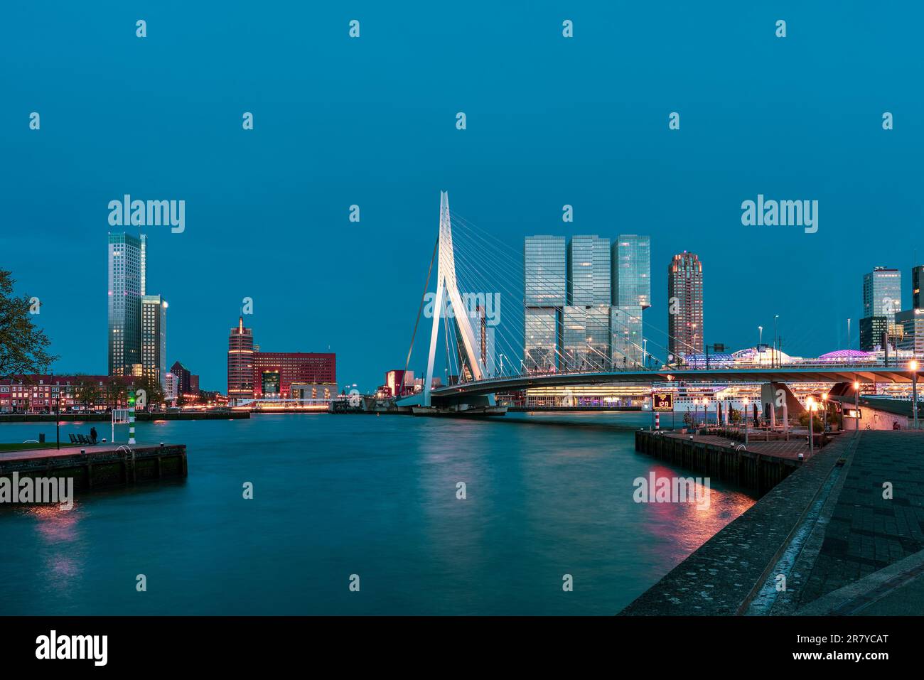 Panoramic view of the Erasmus Bridge and the Rotterdam skyline Stock ...
