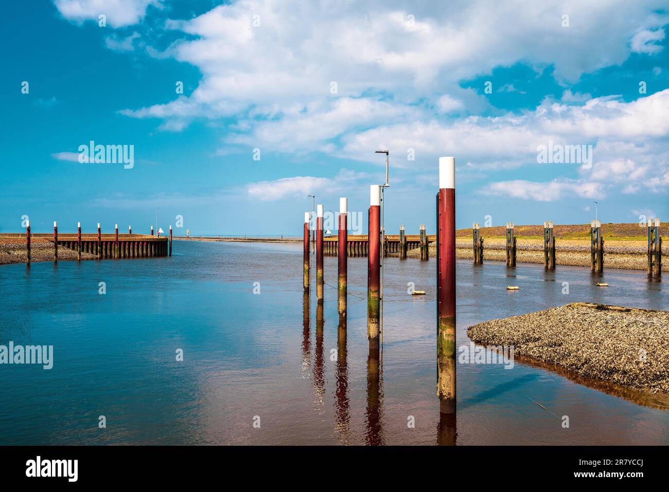 Coastal protection structure, lock and barrage Leysiel near Greetsiel ...