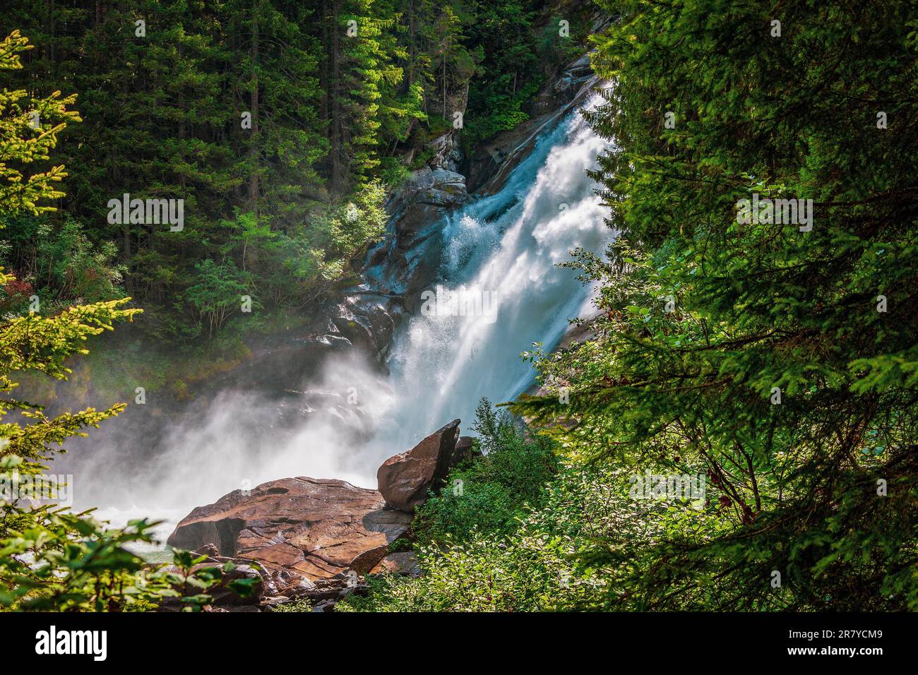 Panoramic view of the Krimmler waterfalls, the highest waterfalls in ...