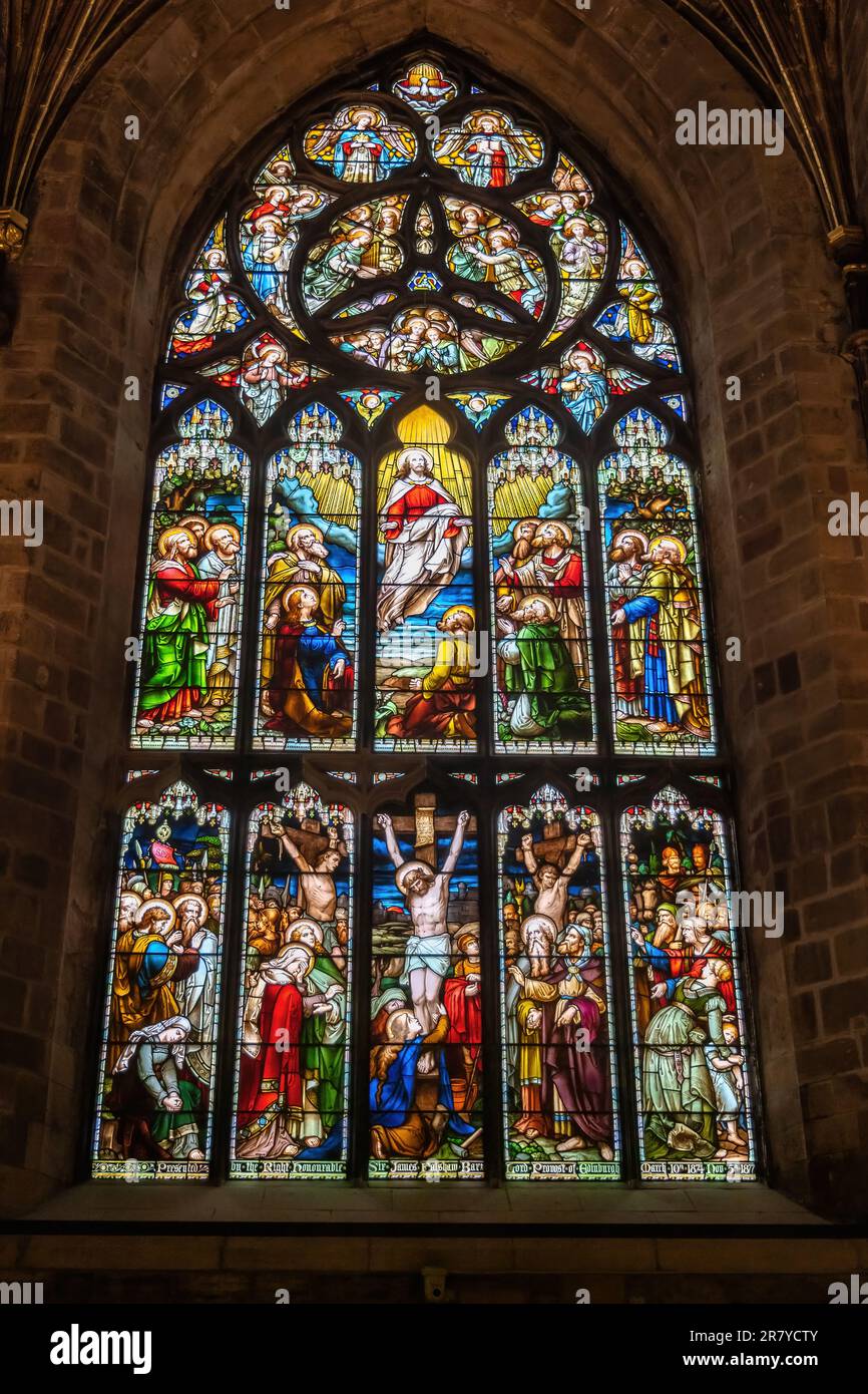 Crucifixion and Ascension of Jesus Christ, stained glass window from ...