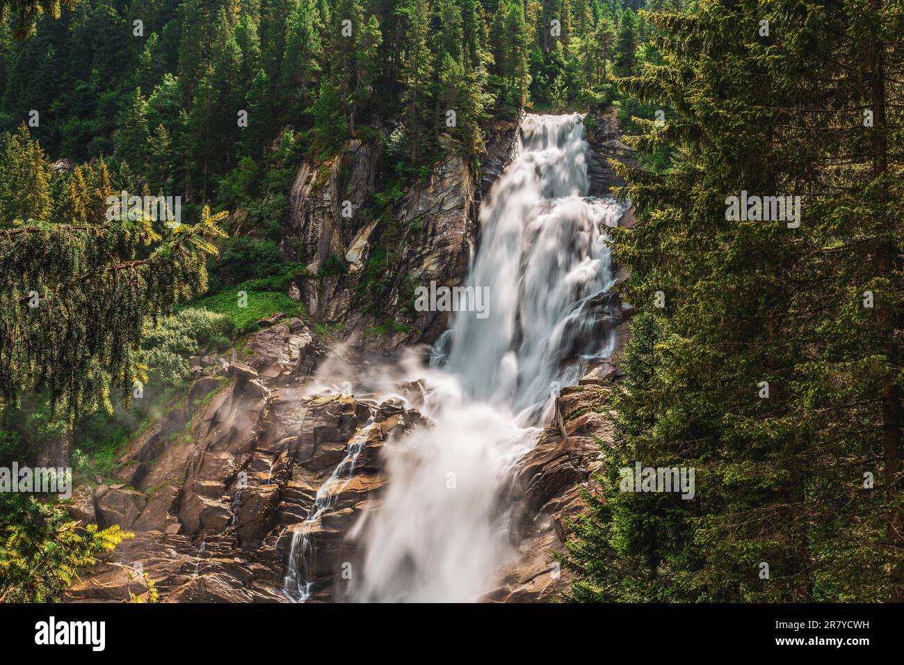 Panoramic view of the Krimmler waterfalls, the highest waterfalls in ...