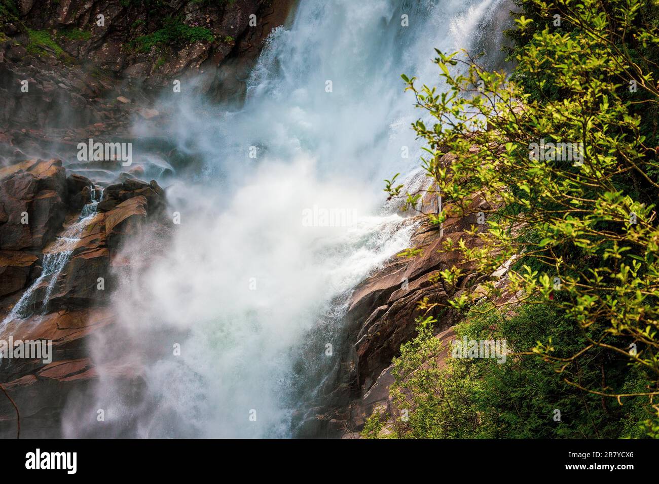 Panoramic view of the Krimmler waterfalls, the highest waterfalls in ...