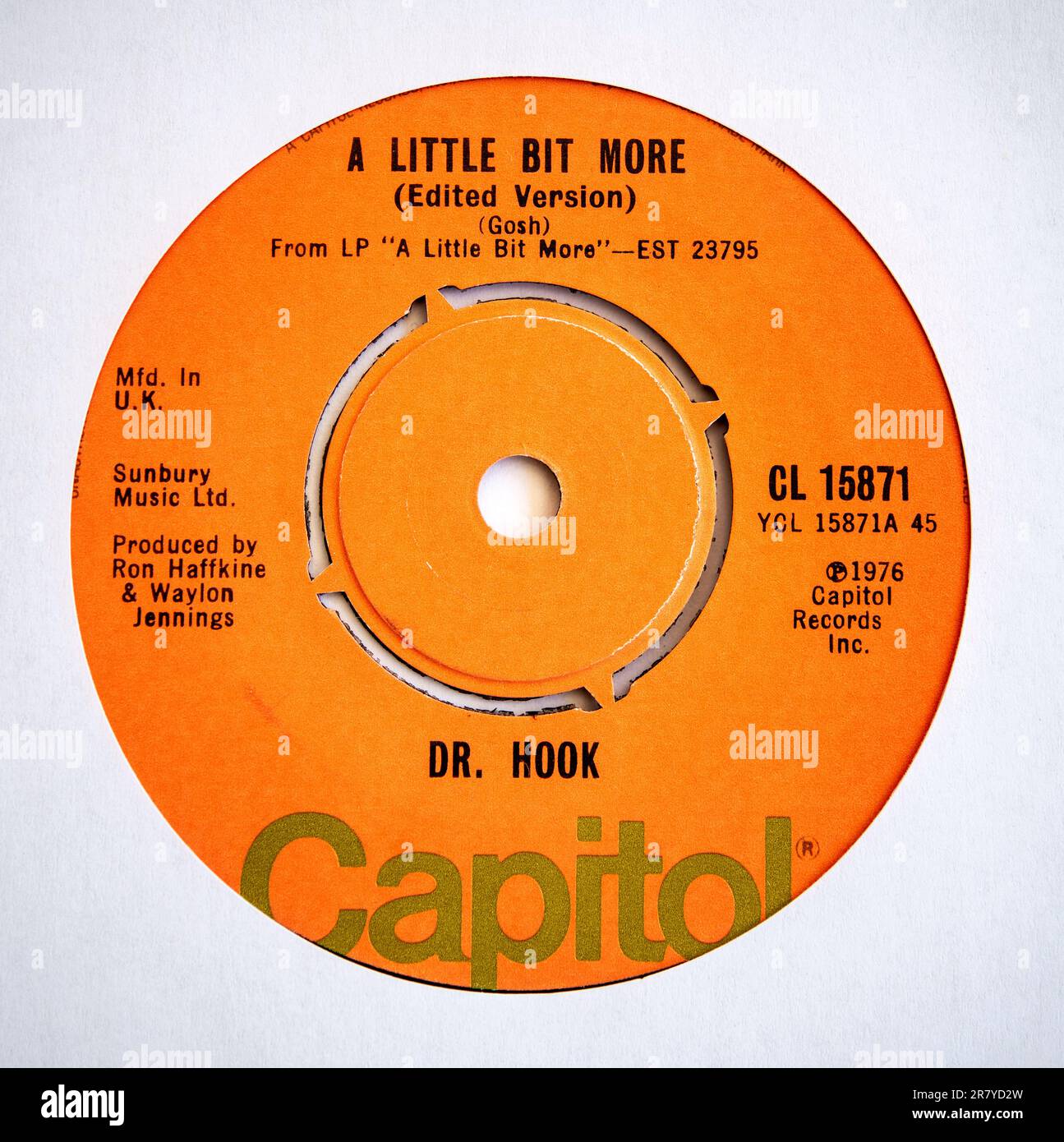 Centre label of the seven inch single version of A Little Bit More by ...