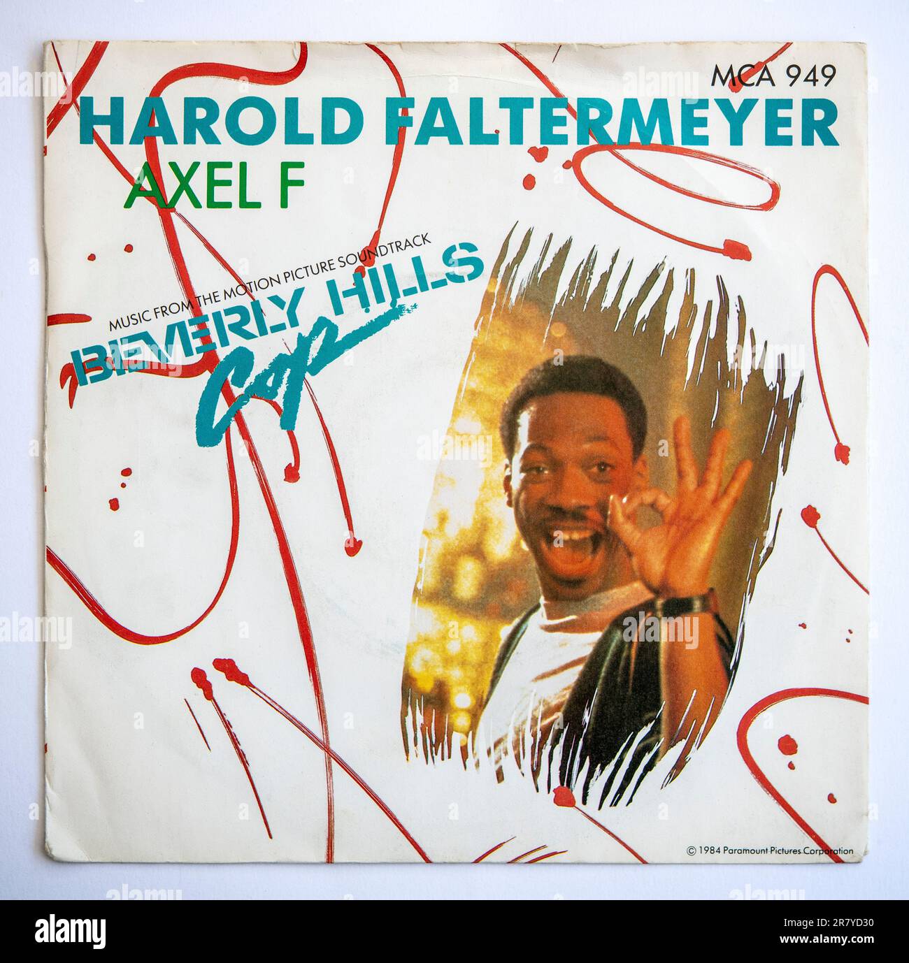 Picture cover of the seven inch single version of Axel F, the theme to ...