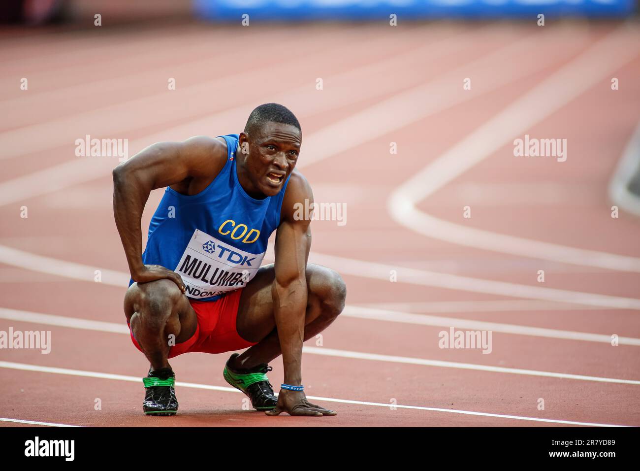 Kabongo Mulumba participating in the 200 meter at the World Athletics ...