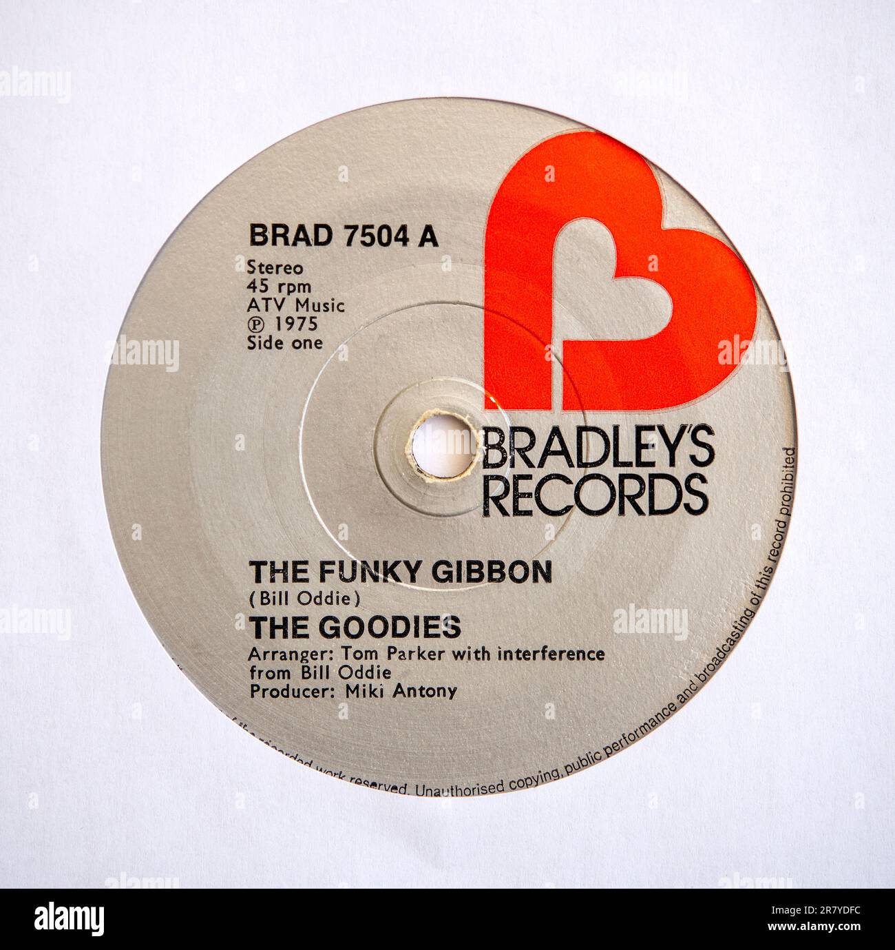 Centre label of the seven inch single version of The Funky Gibbon by ...