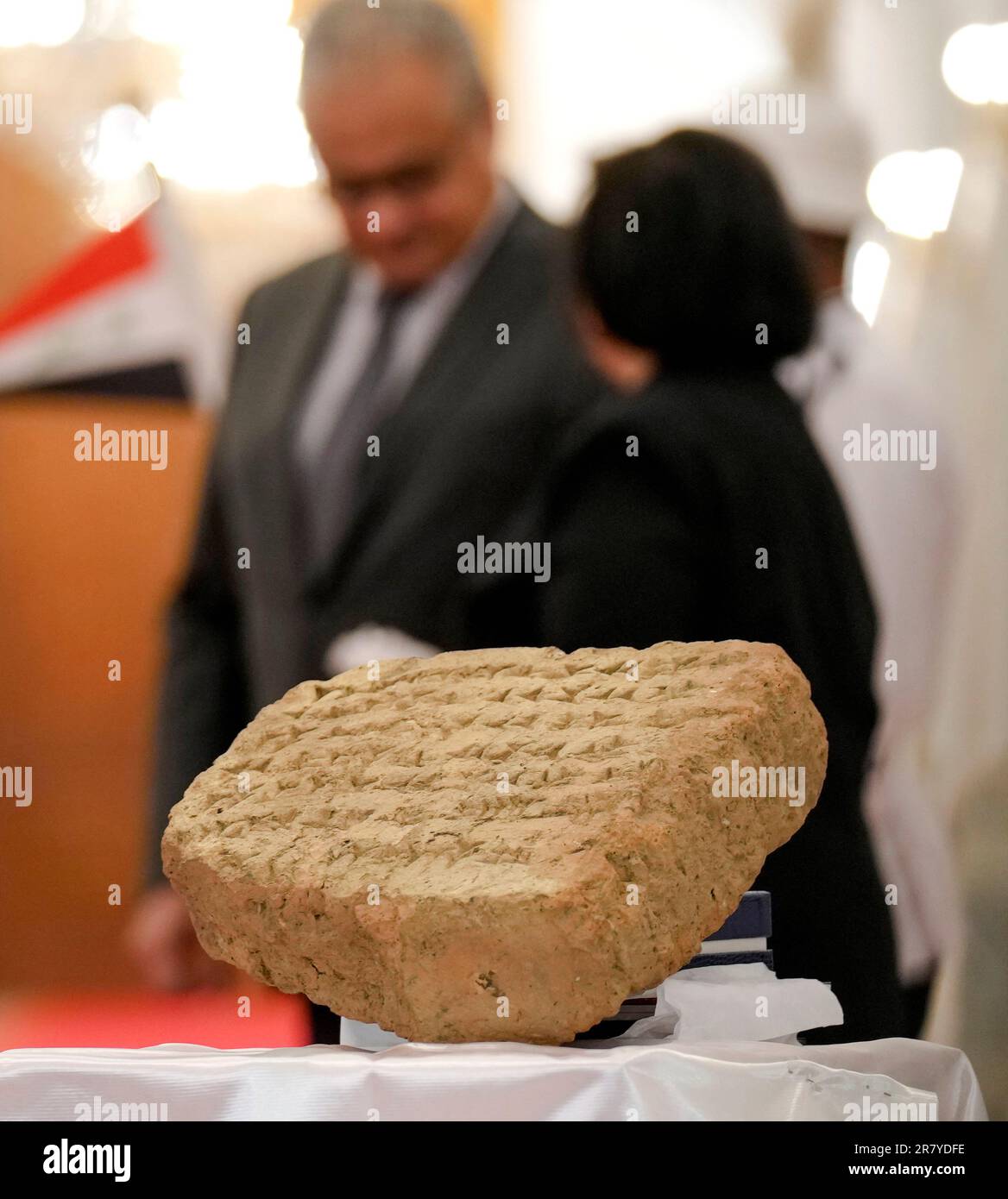 An ancient artifact brought back from Italy is exhibited at the Peace ...