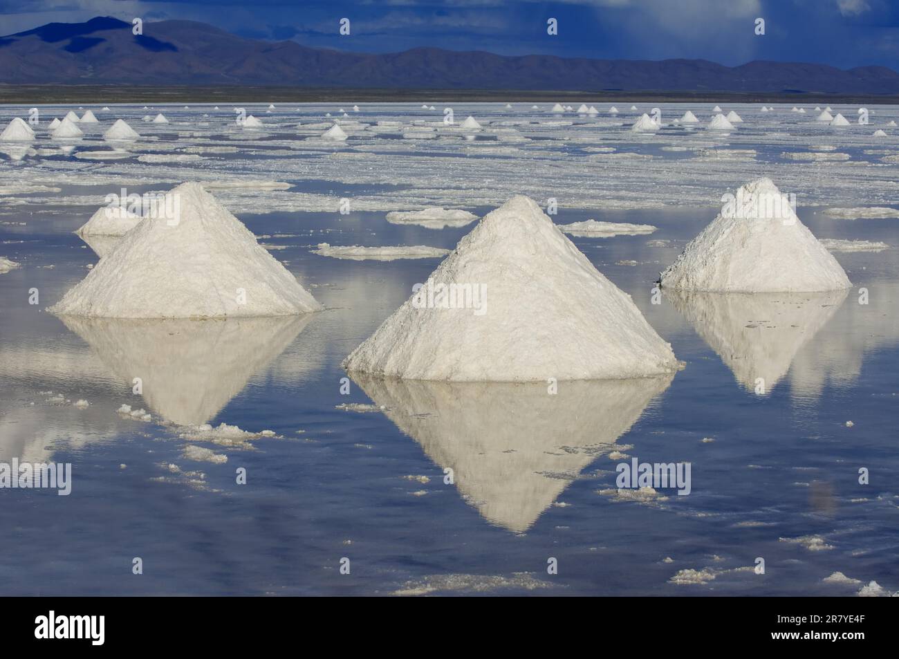 Salt pyramids, extraction, production, salt works, Salar de Uyuni salt ...