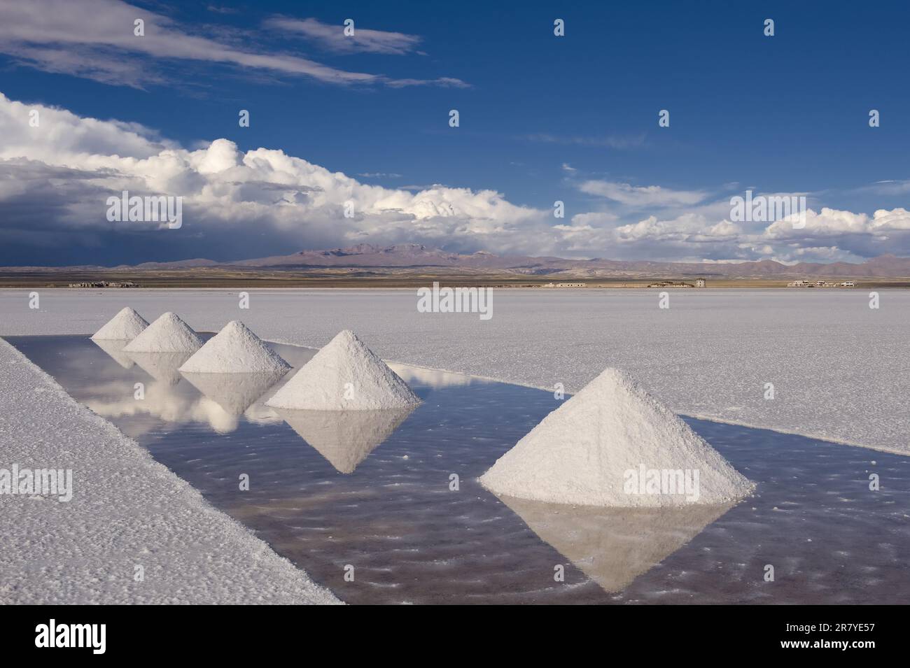 Salt pyramids, extraction, production, salt works, Salar de Uyuni salt ...