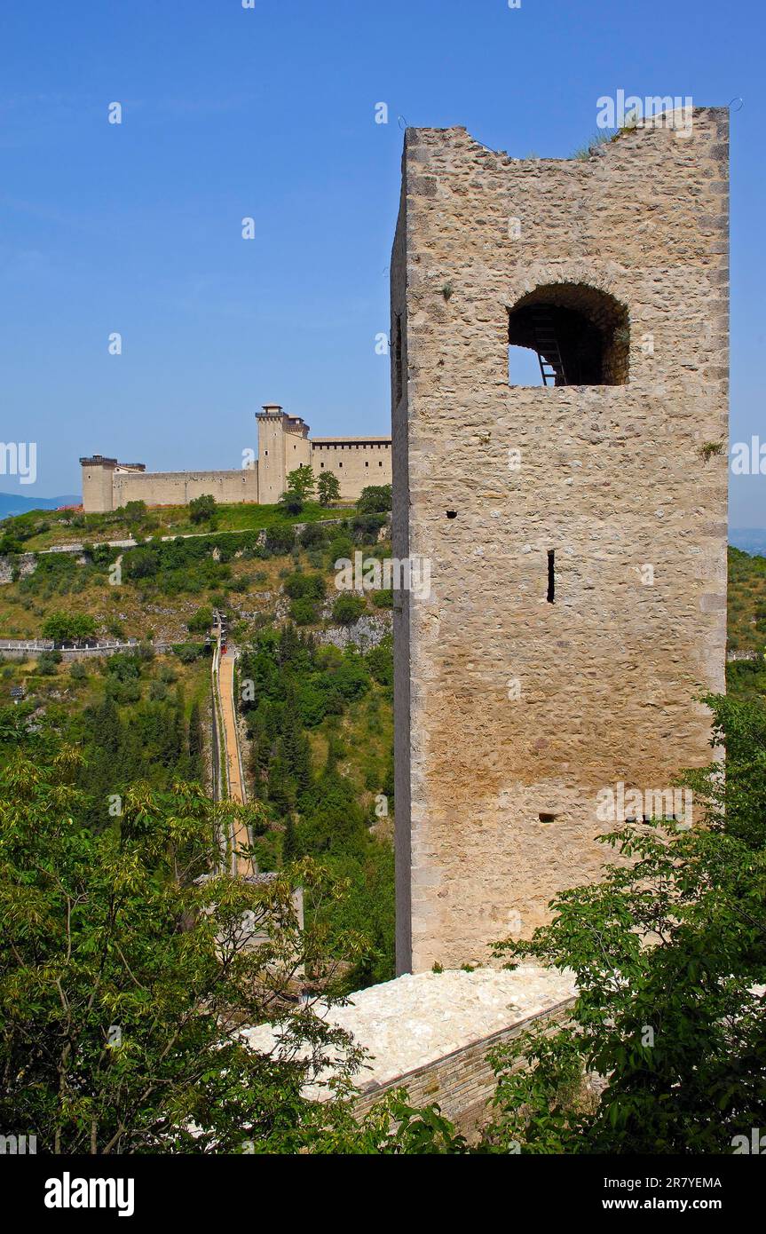 Spoleto, Albornoz Castle, Rocca Albornoz, Papal fortress, Umbria, Ponte ...