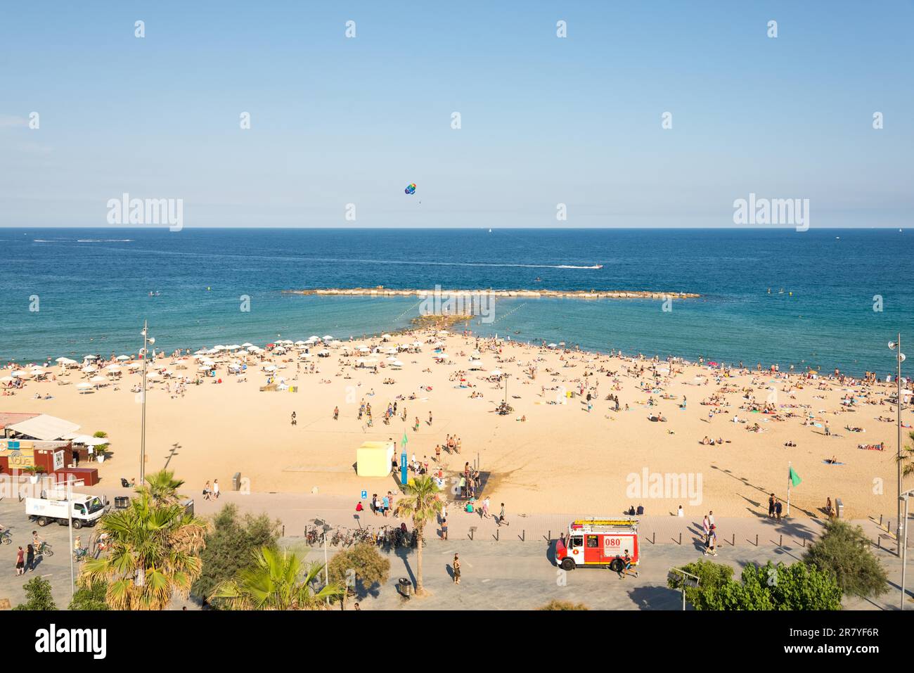 The beach and the promenade of Barceloneta. A nice part of Barcelona ...