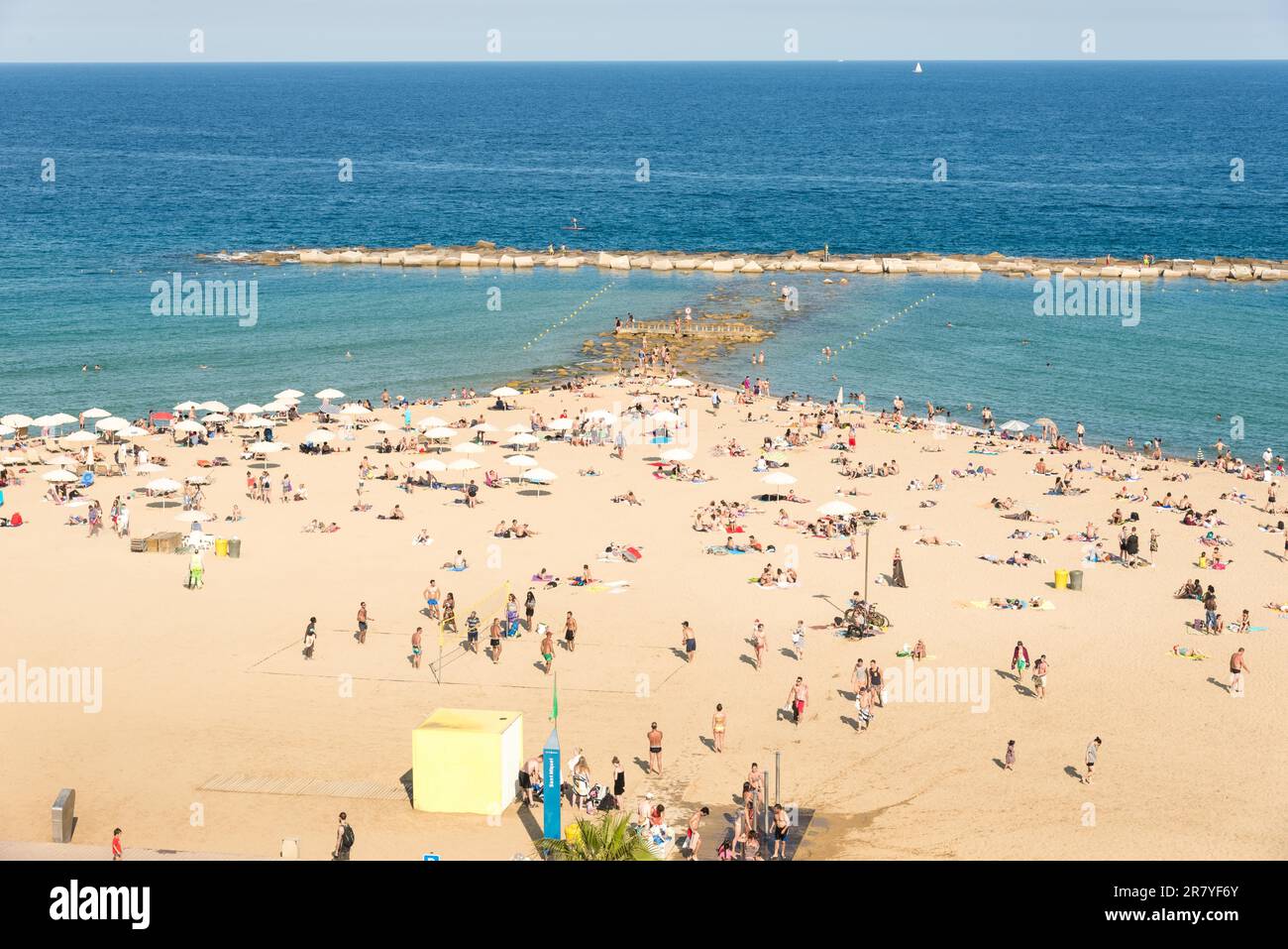 The beach and the promenade of Barceloneta. A nice part of Barcelona ...