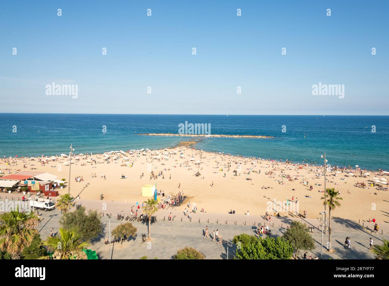 The beach and the promenade of Barceloneta. A nice part of Barcelona ...