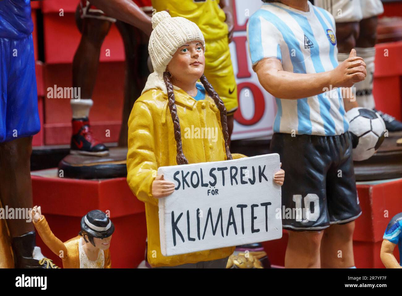 The figurine of Greta Thunberg, Swedish activist for sustainable ...