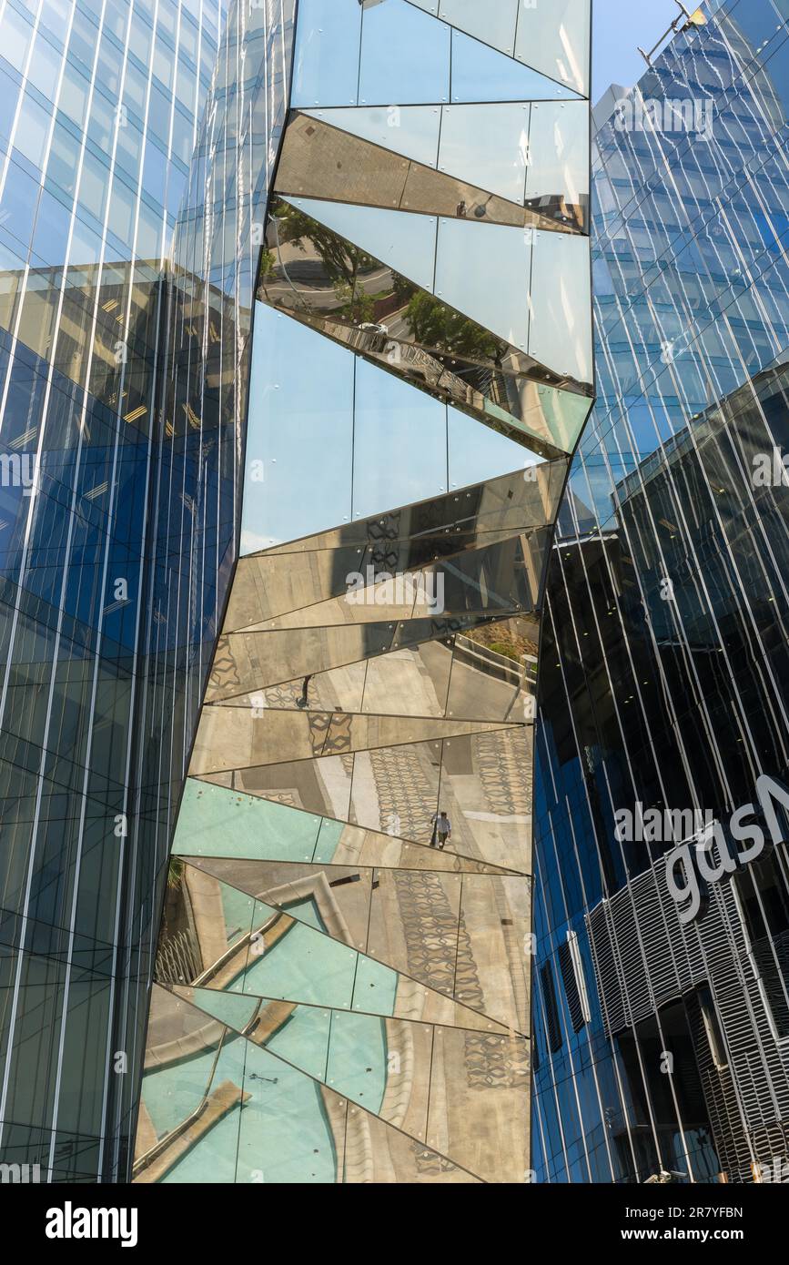 Mirrors at the Torre Mare Nostrum as architectural details of the high ...