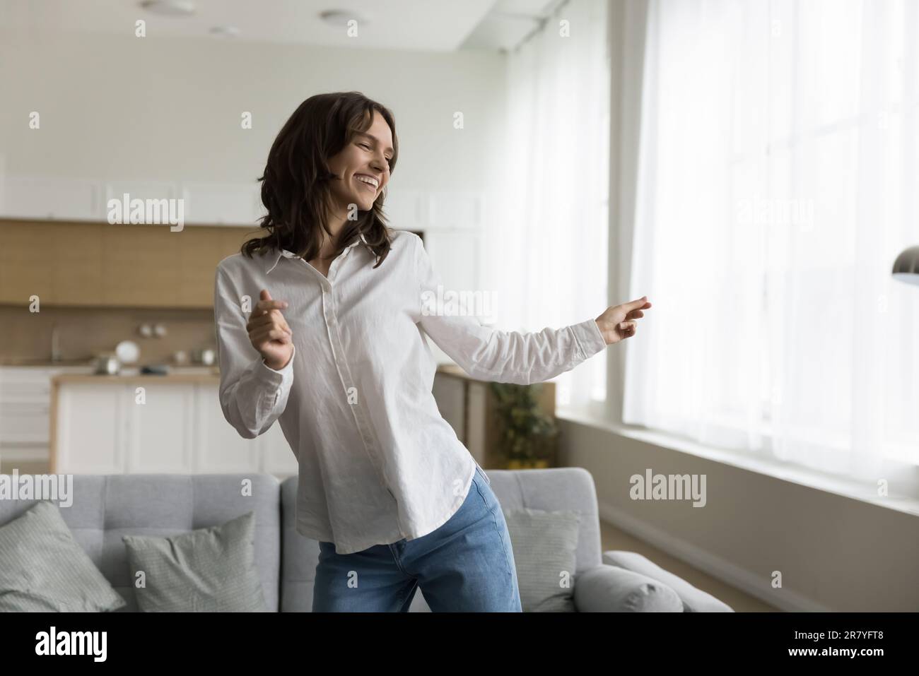 Dancing woman fun in hi-res stock photography and images - Alamy