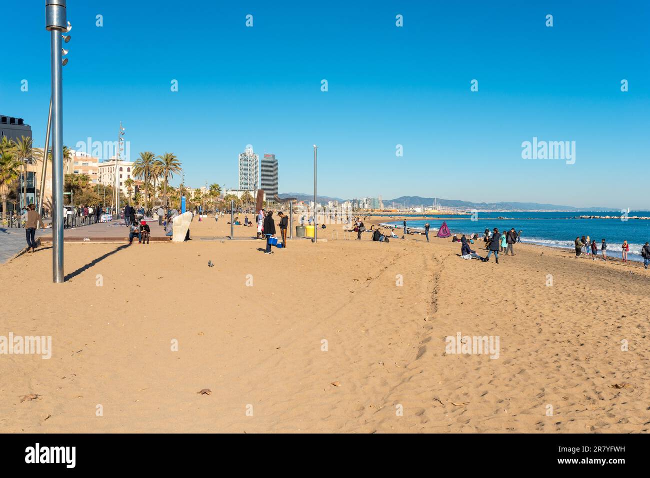 Barcelona spain beach promenade barceloneta hi-res stock photography ...