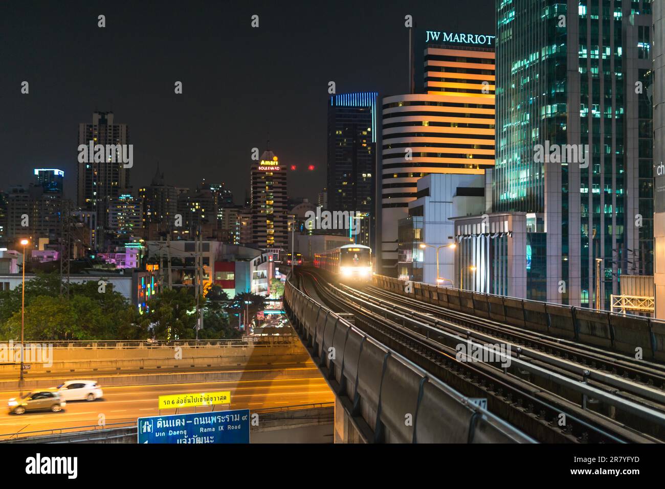 View to the skyline of the Watthana district in Bangkok. The commercial ...