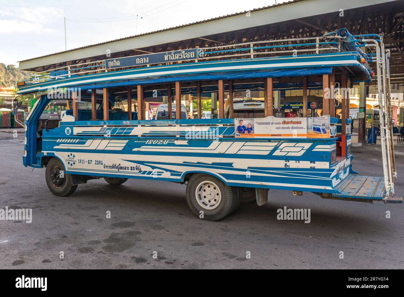 Waiting for passenger. The central bus station in the city Phuket ...