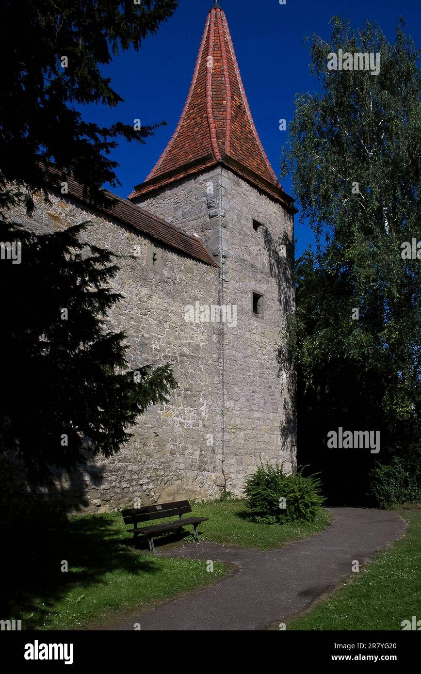 Edge of Sorrow Tower or Kummereckturm in early-1200s AD walls that ...
