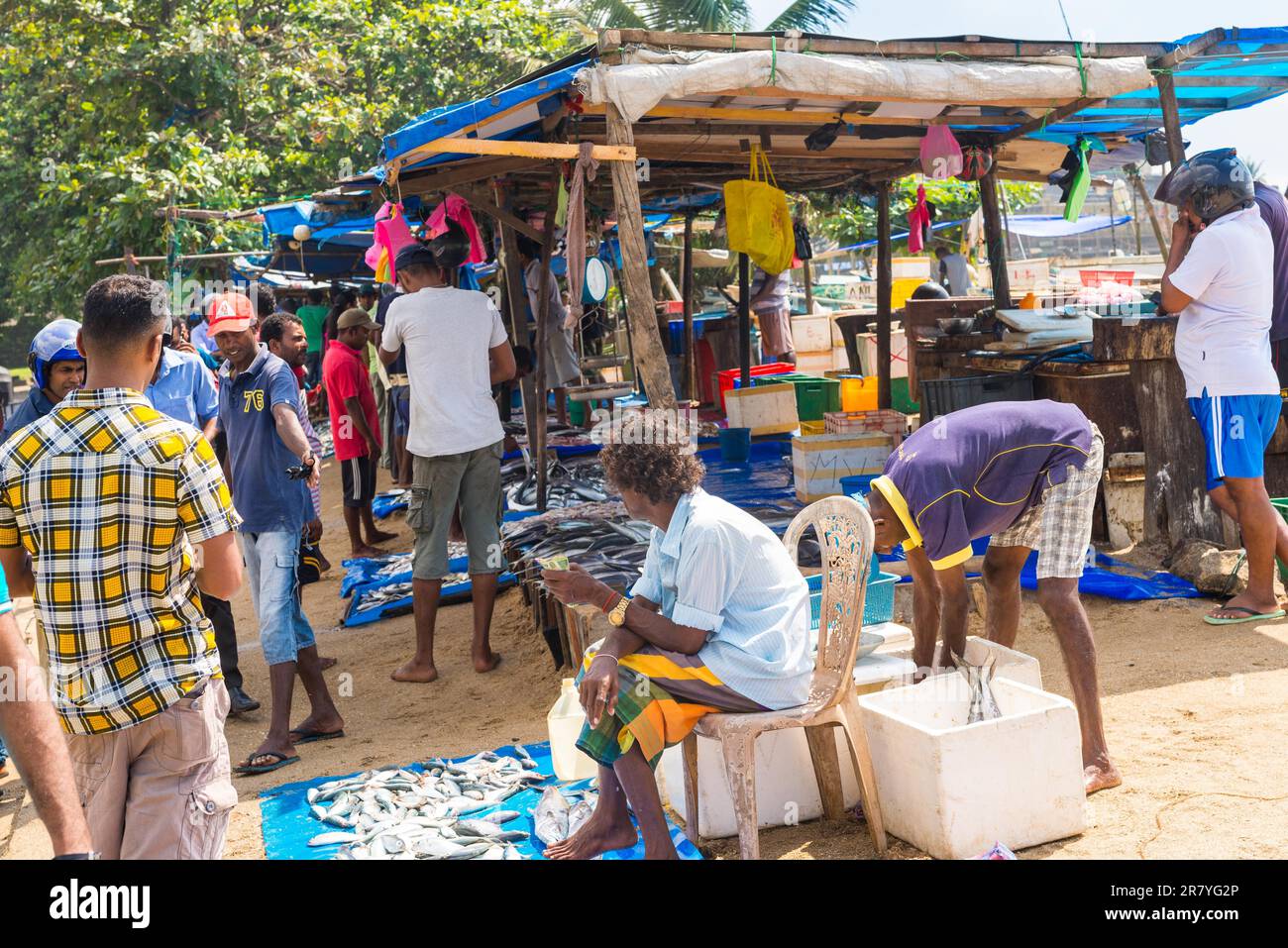 Residents, folks, locals and fishmonger on one of the many fish markets ...