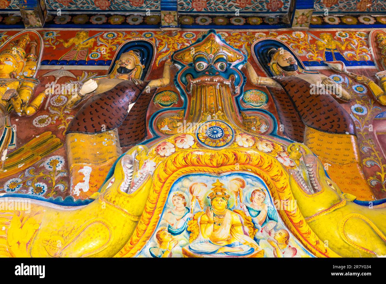 More than 200 years old murals and sculptures inside the temple of the ...