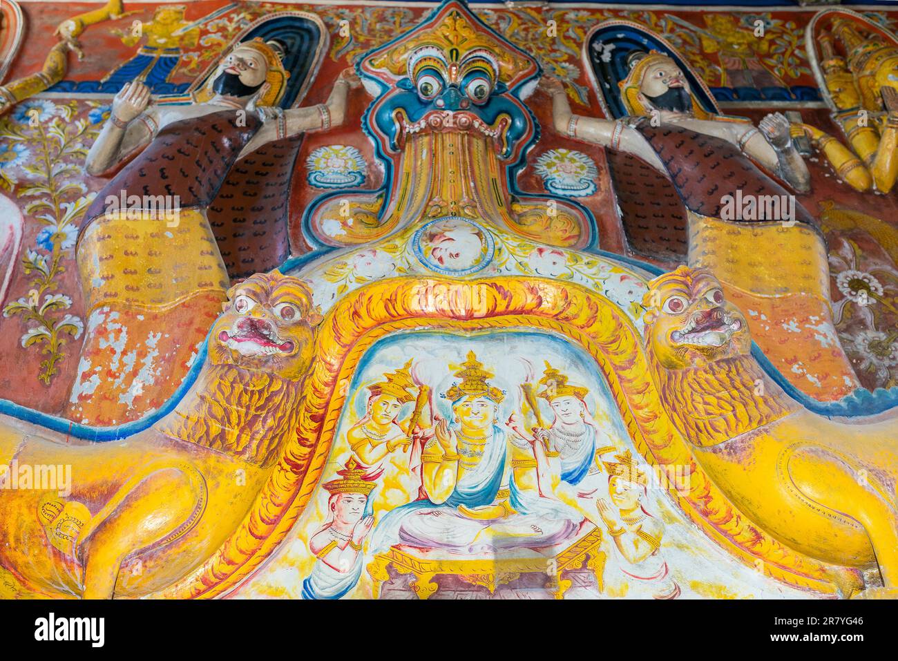 More than 200 years old murals and sculptures inside the temple of the ...
