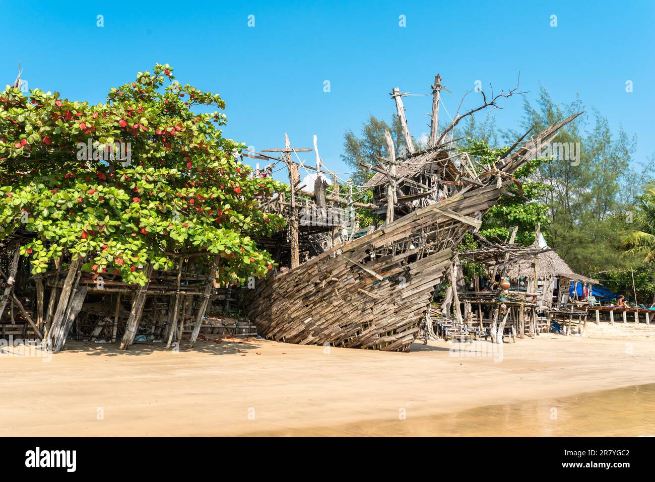 The famous Hippie Bar, made from driftwood at the buffalo bay. The ...