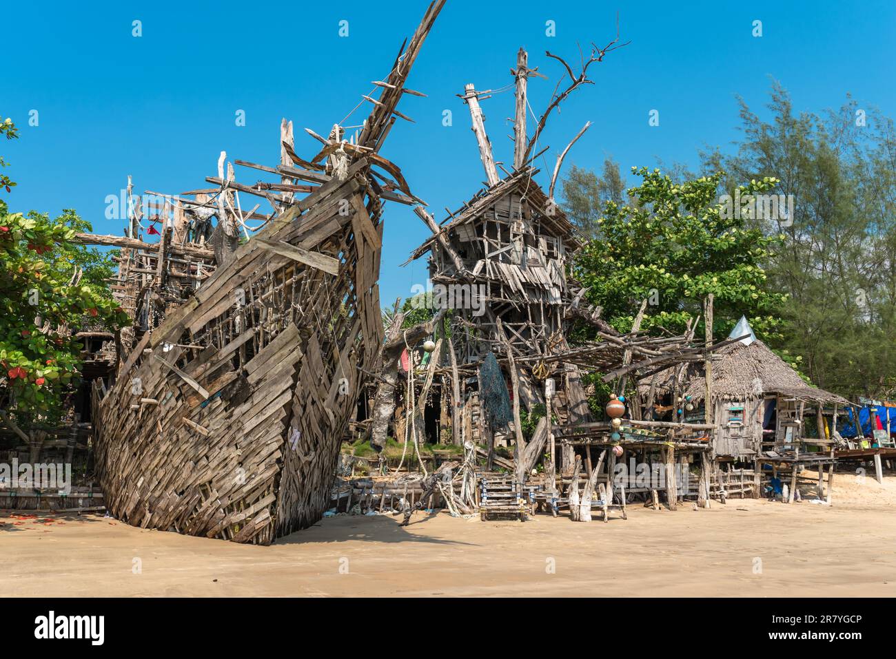 The famous Hippie Bar, made from driftwood at the buffalo bay. The ...