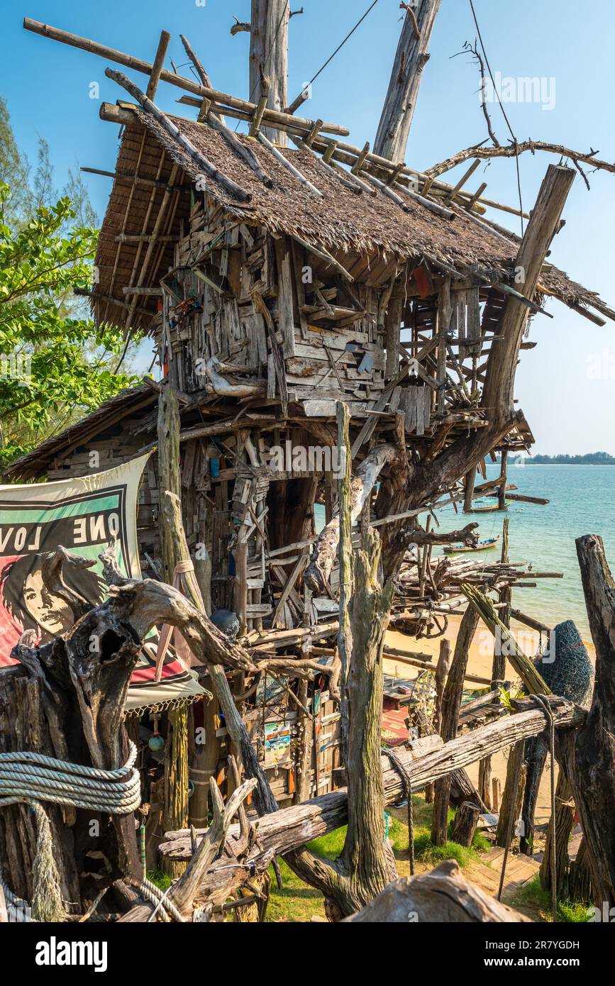The famous Hippie Bar, made from driftwood at the buffalo bay. The ...