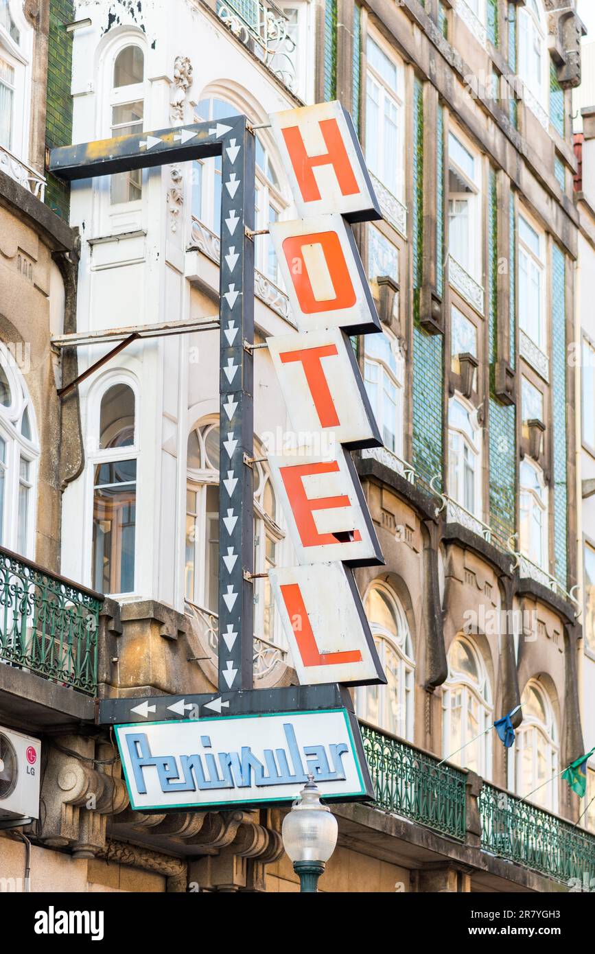 Old-fashioned hotel sign in the area around the station S Stock Photo ...