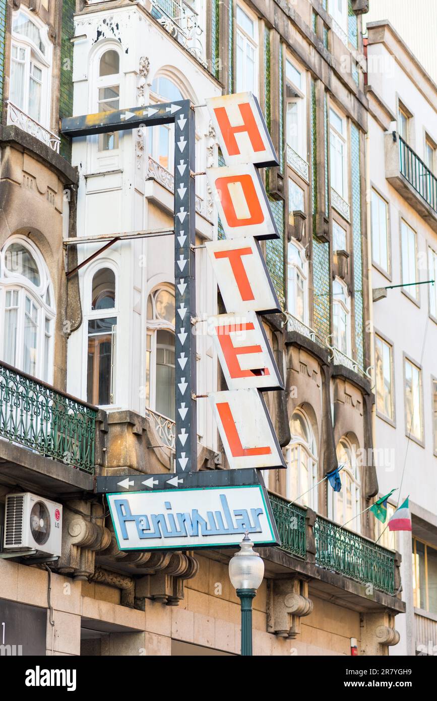 Old-fashioned hotel sign in the area around the station S Stock Photo ...