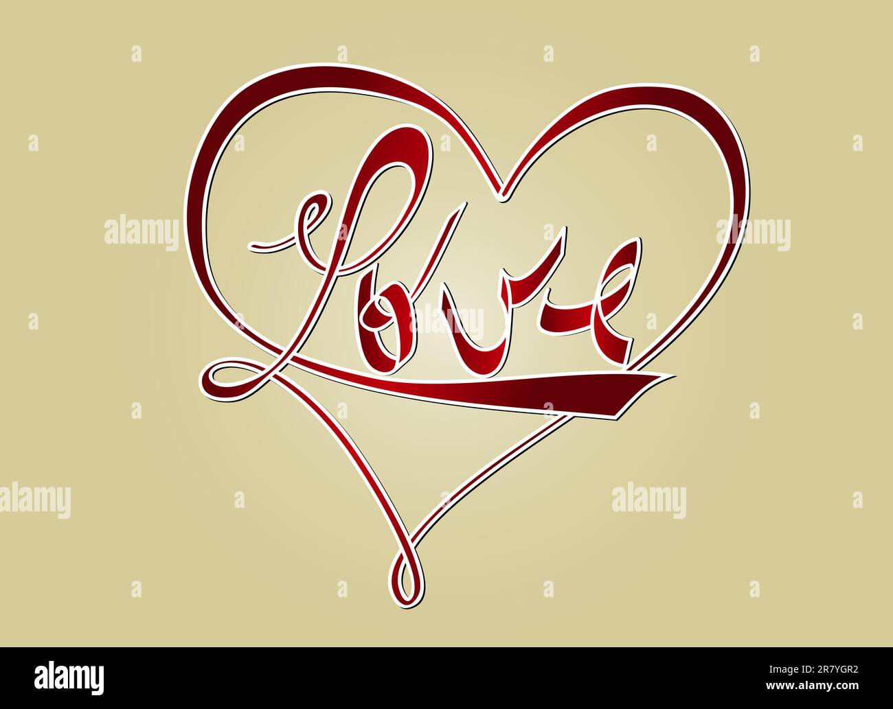 Typographic design with the word Love made with the shape of heart ...