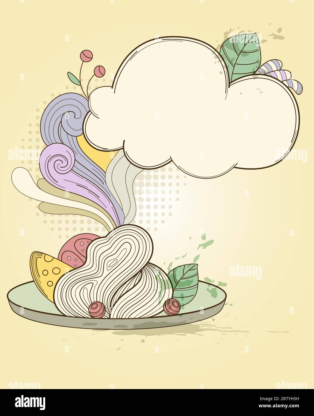 Retro vector hand drawn plate of pasta Stock Vector Image & Art - Alamy