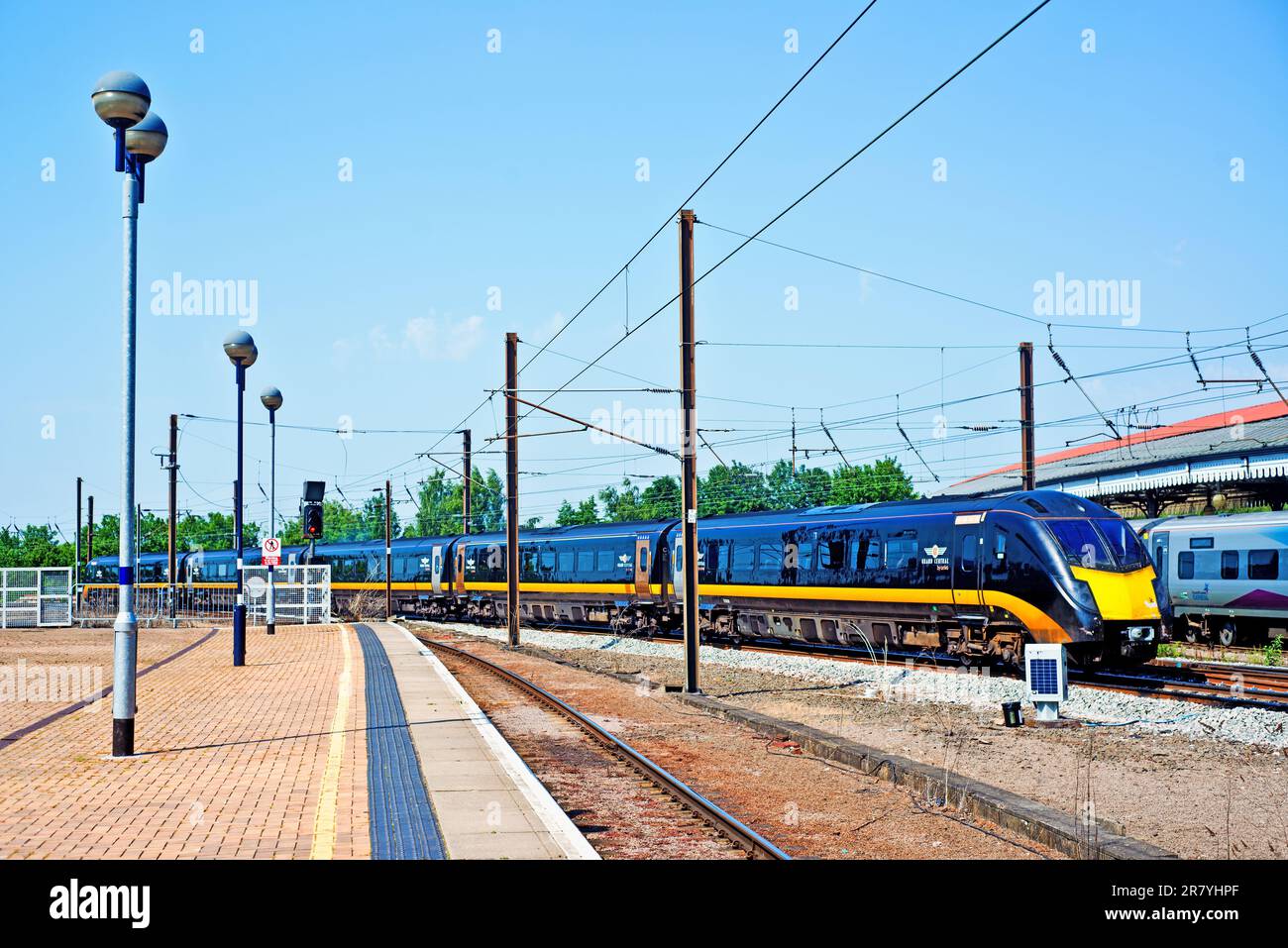 Grand Central Train heading North from York, Railway Station, Yorkshire ...
