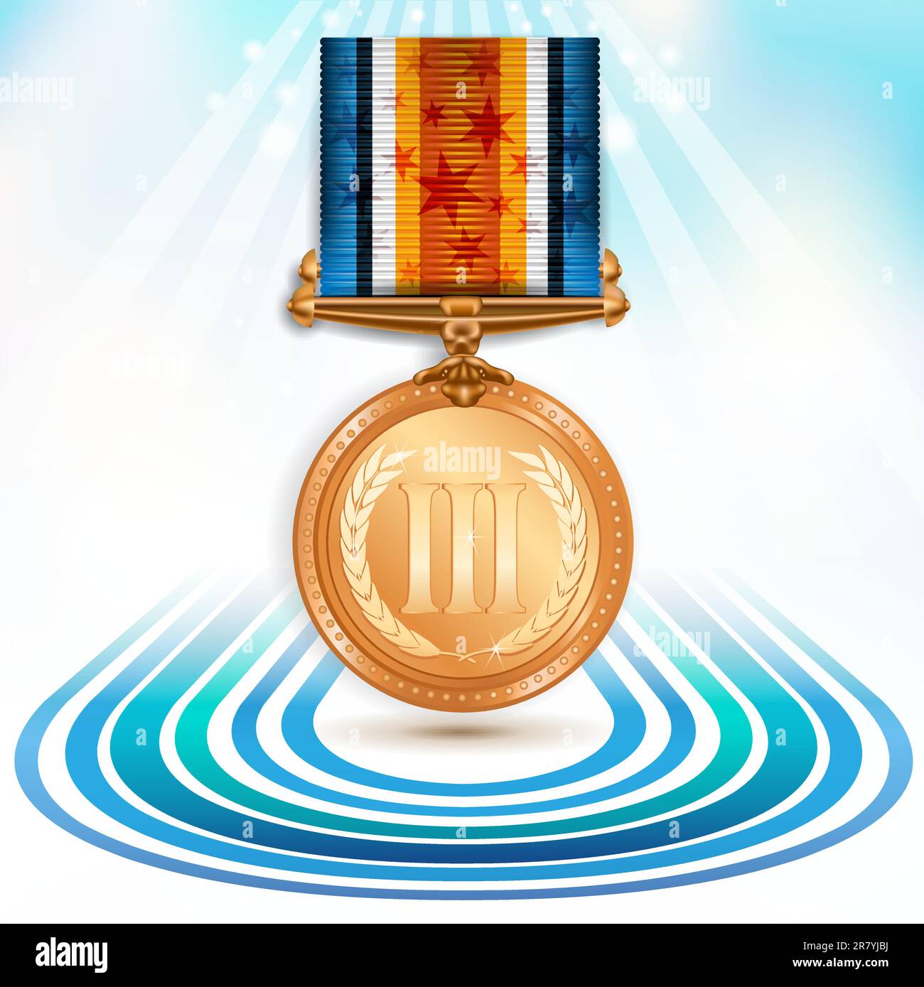 Bronze medal with ribbon over sky background Stock Vector Image & Art ...