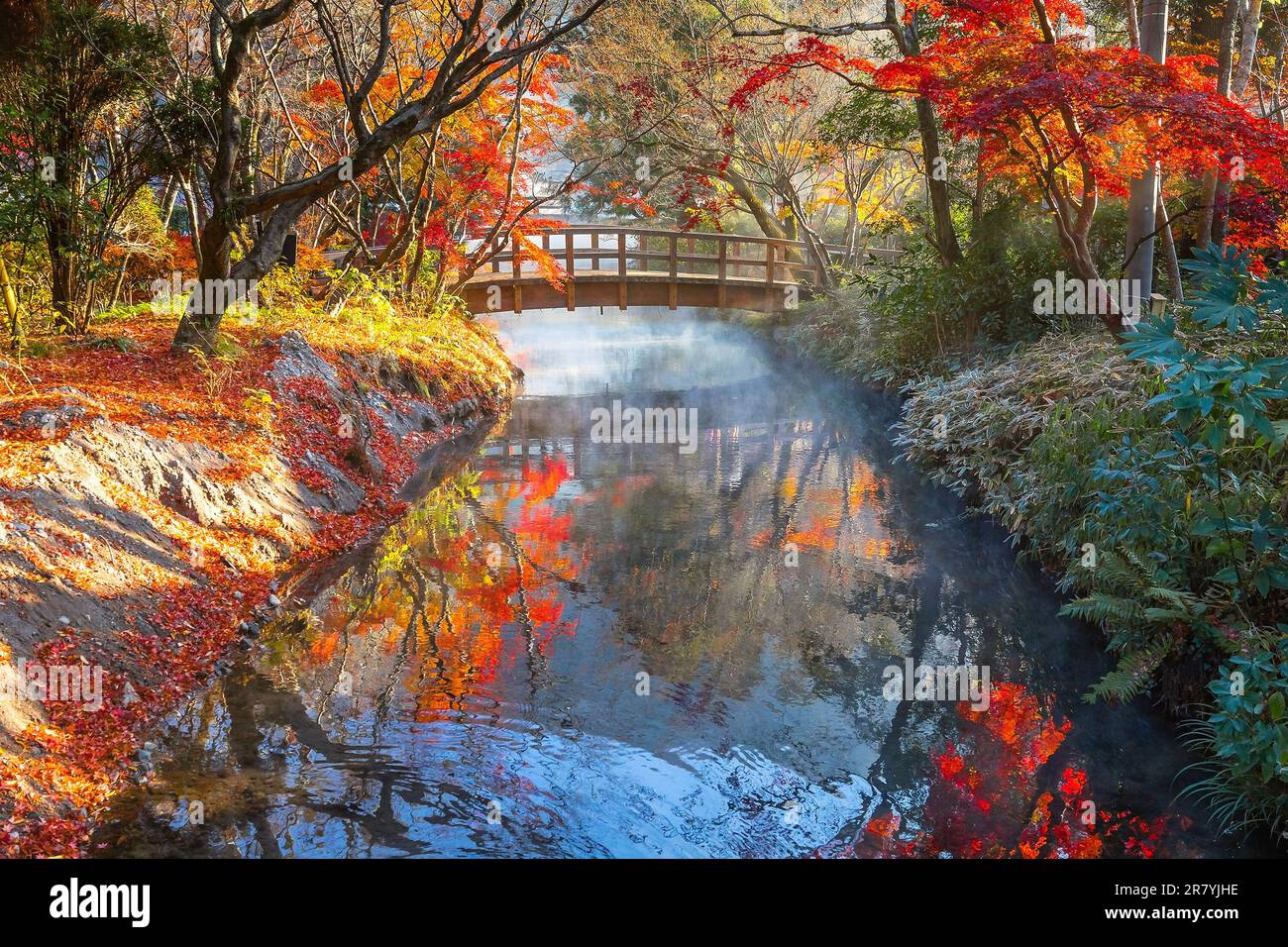 Autumn Scenery in a Park in the Famous Yufuin Resort Town Stock Photo ...