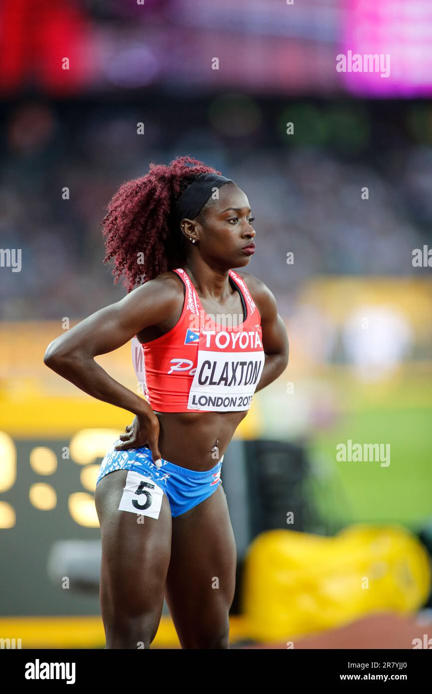 Grace Claxton participating in the 400 meters hurdles at the World ...