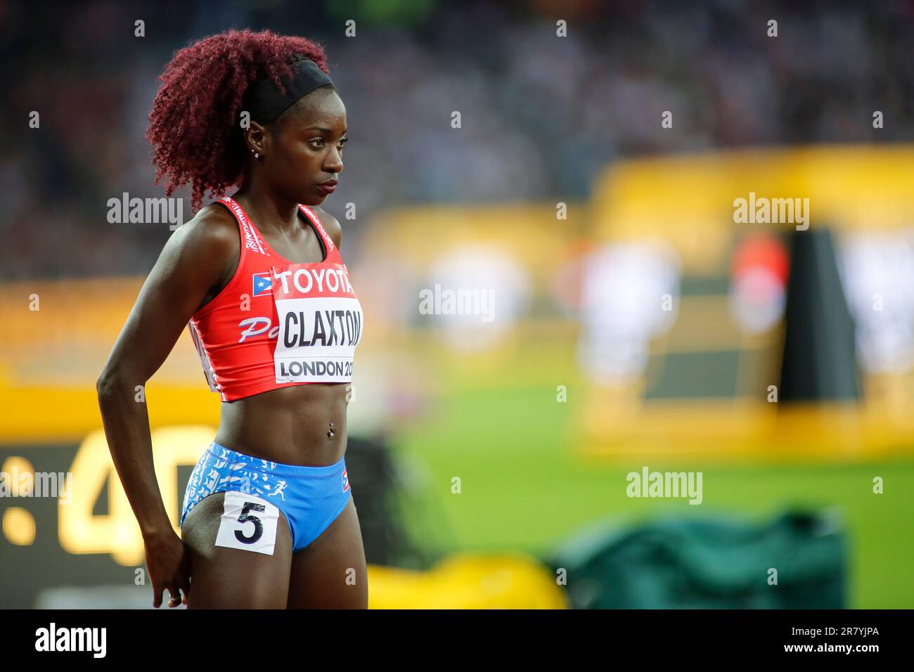 Grace Claxton participating in the 400 meters hurdles at the World ...
