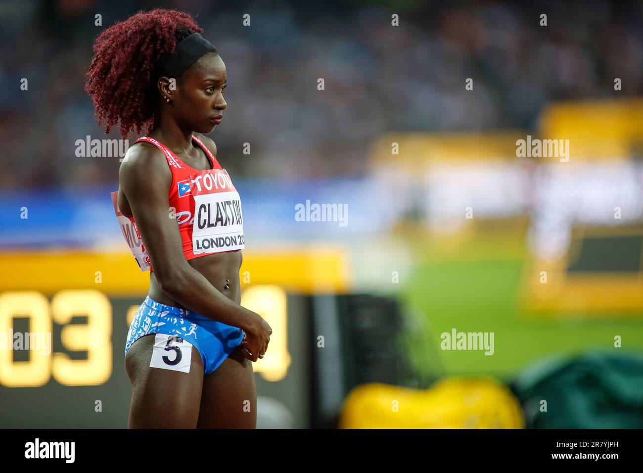 Grace Claxton participating in the 400 meters hurdles at the World ...