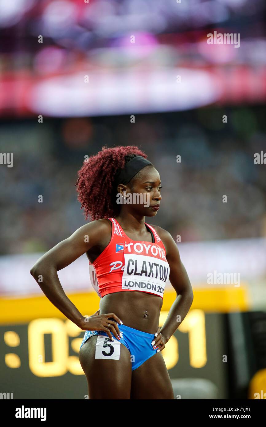 Grace Claxton participating in the 400 meters hurdles at the World ...