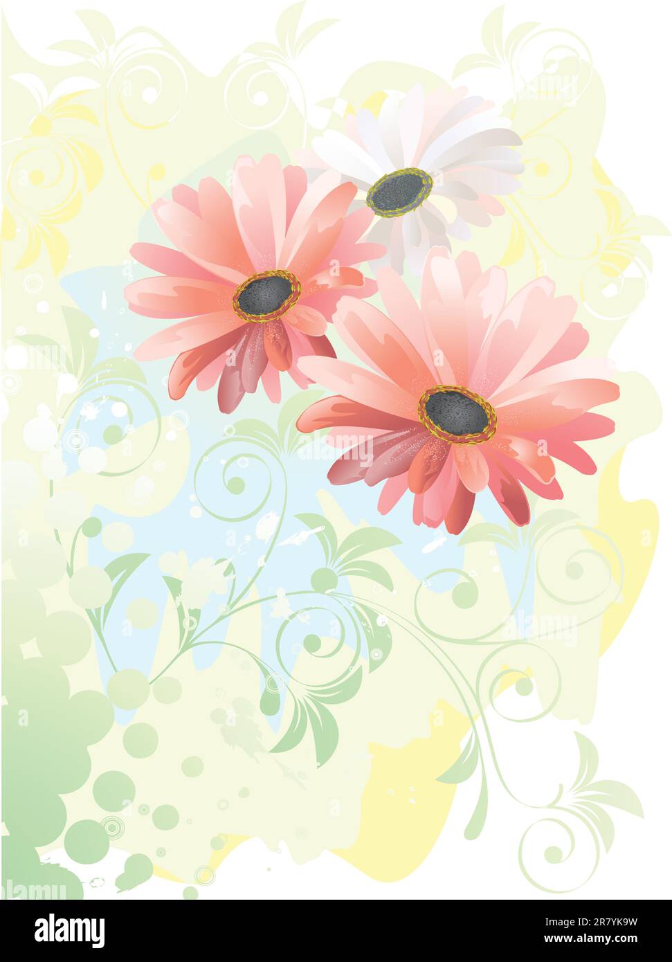 gerbera watercolor drawing, vector illustration Stock Vector Image ...