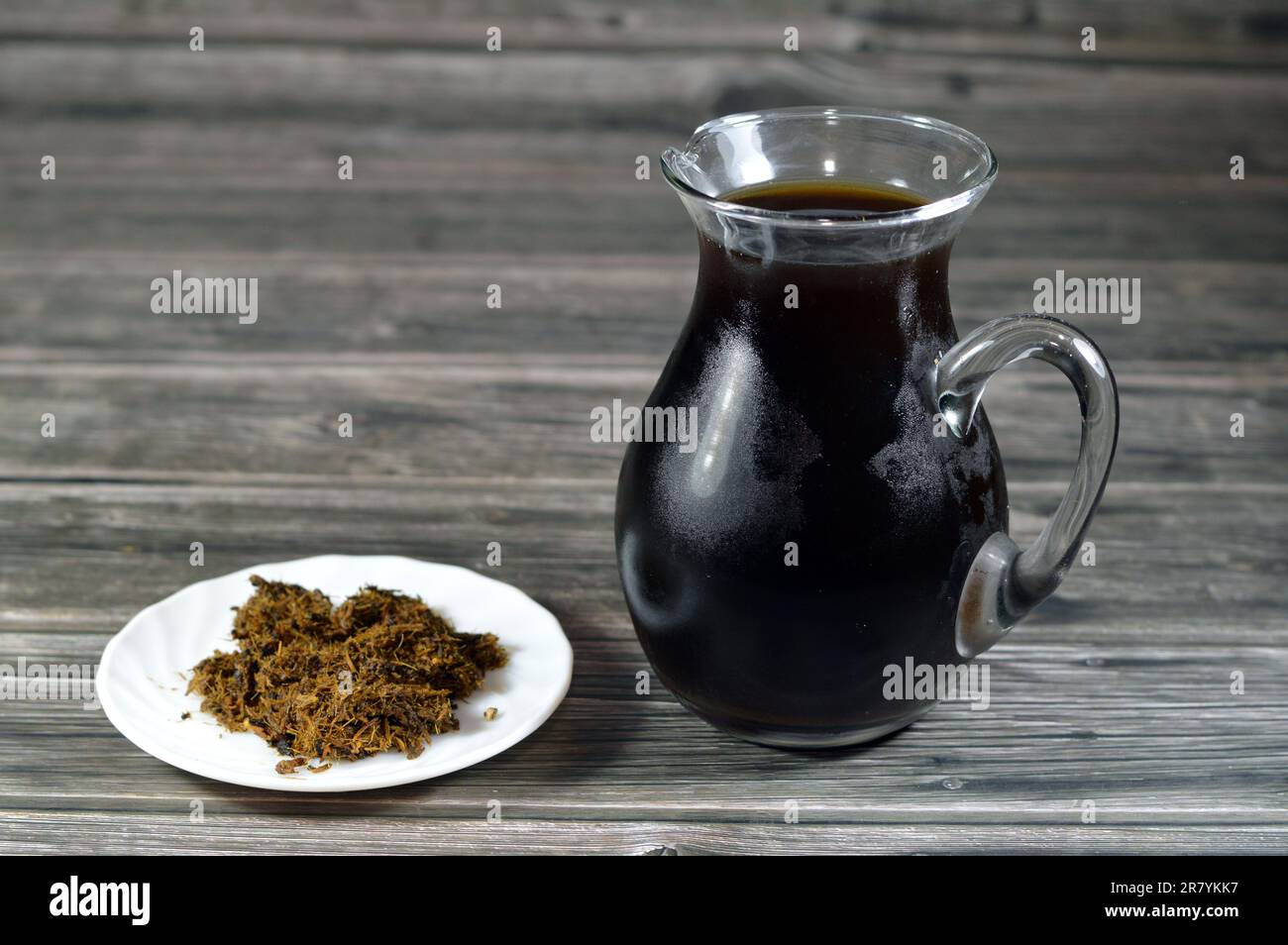 crushed and peeled licorice, Liquorice Glycyrrhiza glabra, a flowering ...