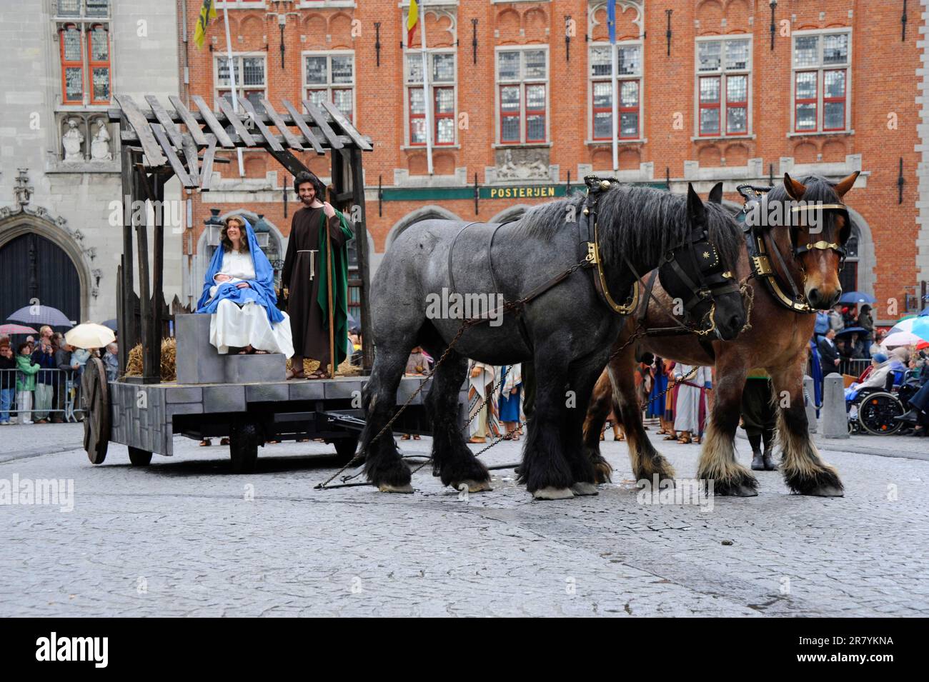 Horse-drawn carts in the Procession of the Holy Blood, Flanders ...