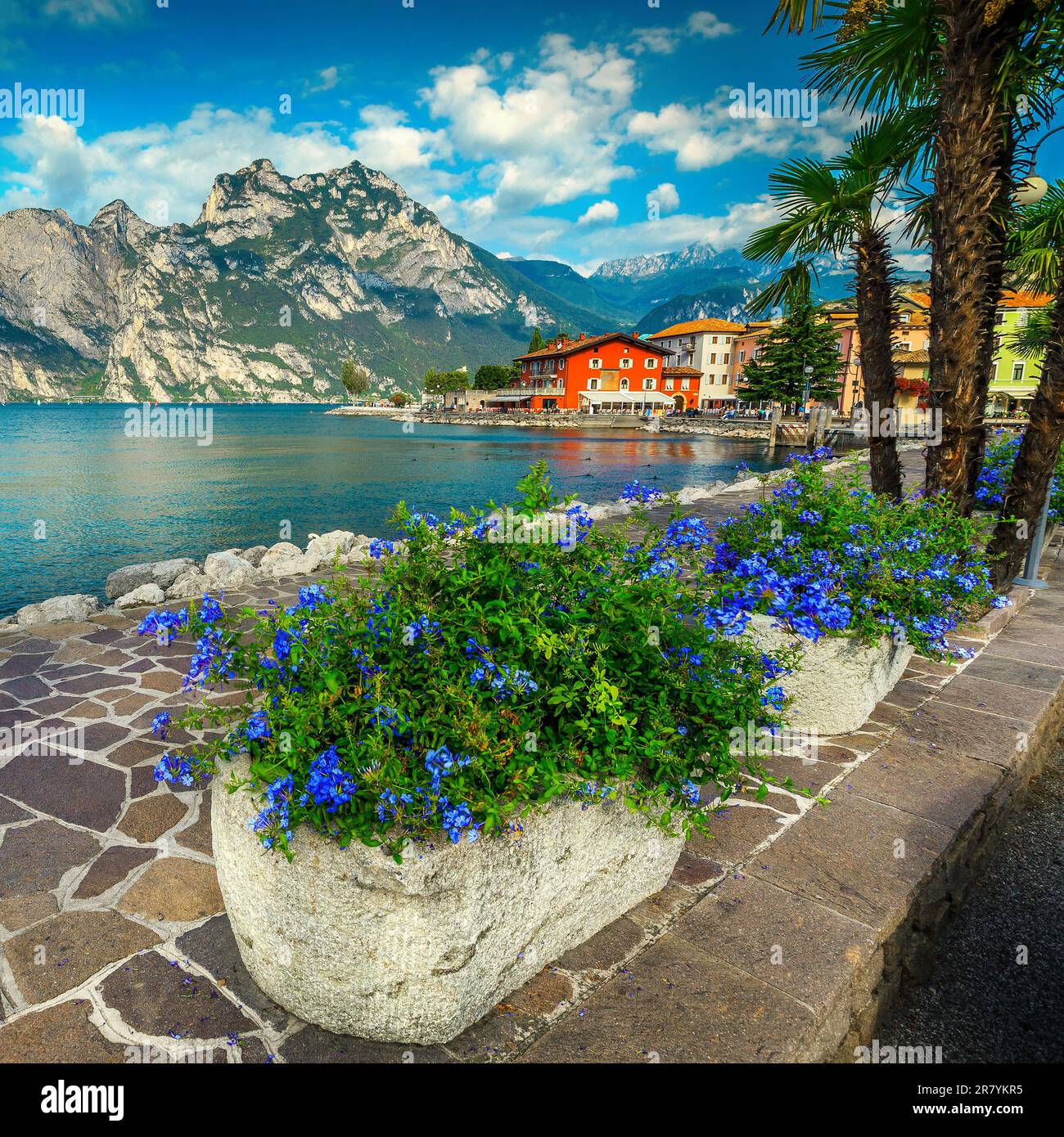 Fantastic shoreline and picturesque promenade decorated with flowers ...