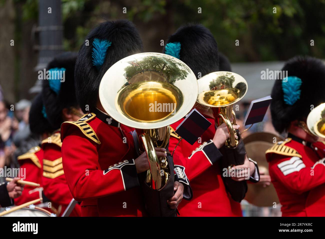 Band of the Irish Guards marching at Trooping the Colour in The Mall ...